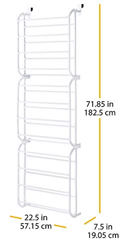 Whitmor Over The Door Shoe Rack, 36 Pair, White