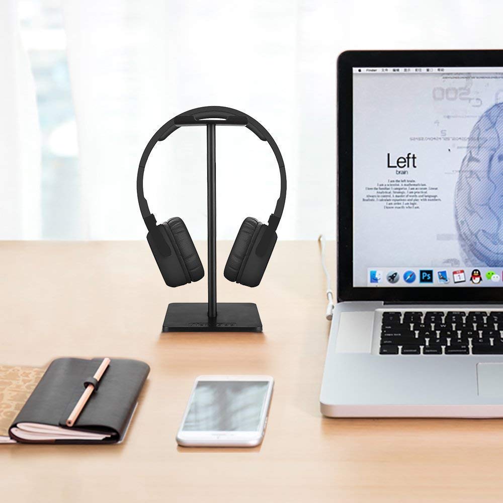 Link Dream Headphone Stand Headset Holder Gaming Headset Holder with Aluminum Supporting Bar Flexible Headrest Anti-Slip Earphone Stand for All Headphones