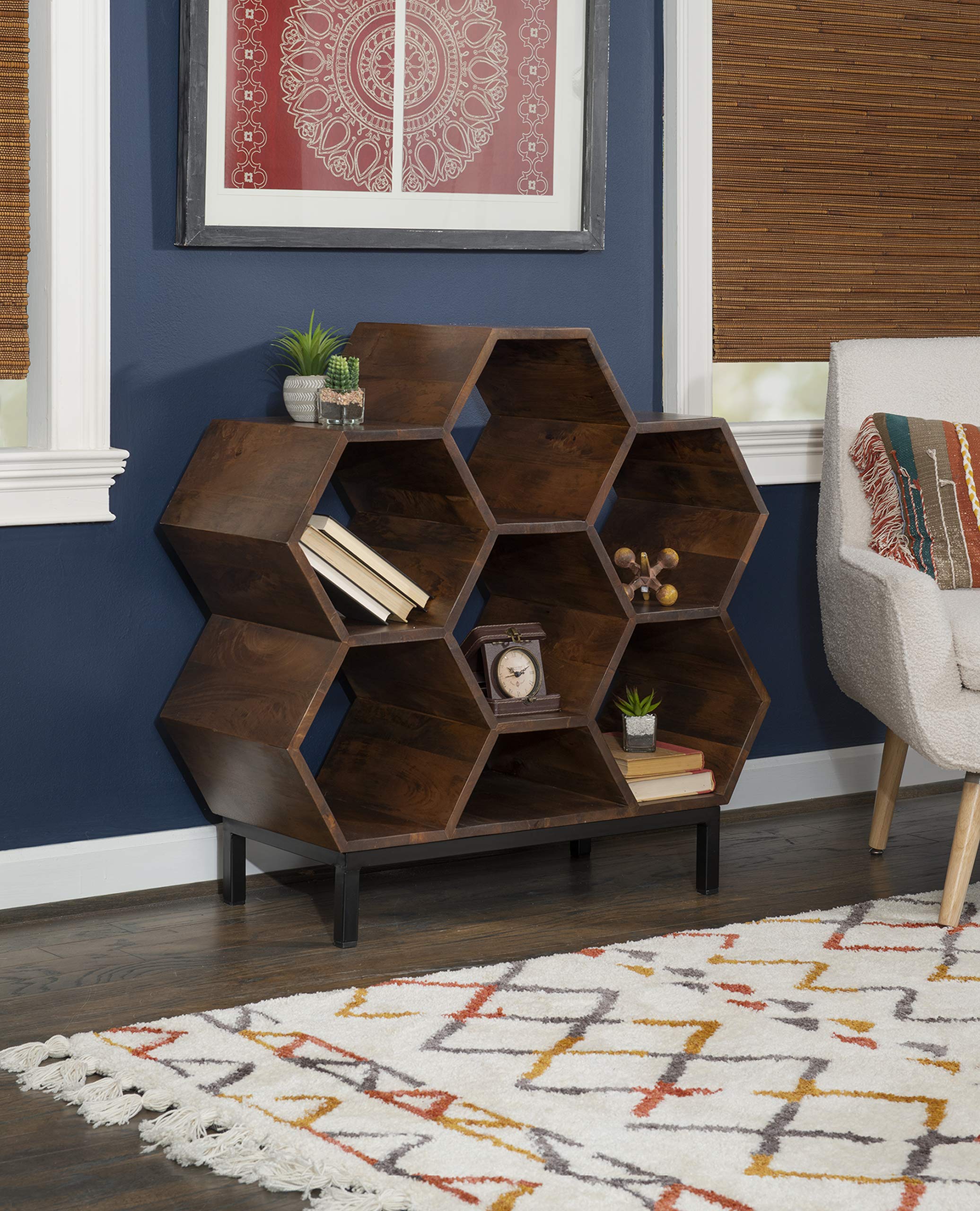 Powell Bianca Hazelnut Honeycomb Bookshelf
