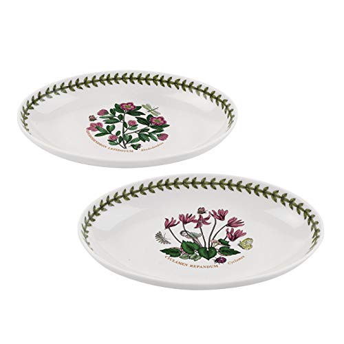 Portmeirion Botanic Garden Oval Dishes | 8.5 Inch Oval Serving Platters | Set of 2 Platters with Floral Motifs | Made from Porcelain | Dishwasher and Microwave Safe