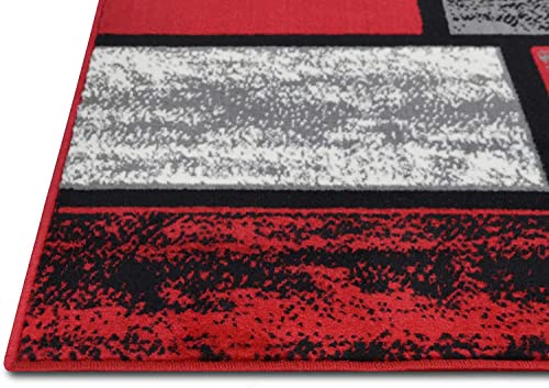 champion rugs Square Pattern Red Area Rug Box Pattern Modern (7β 8β X 10β 8β)