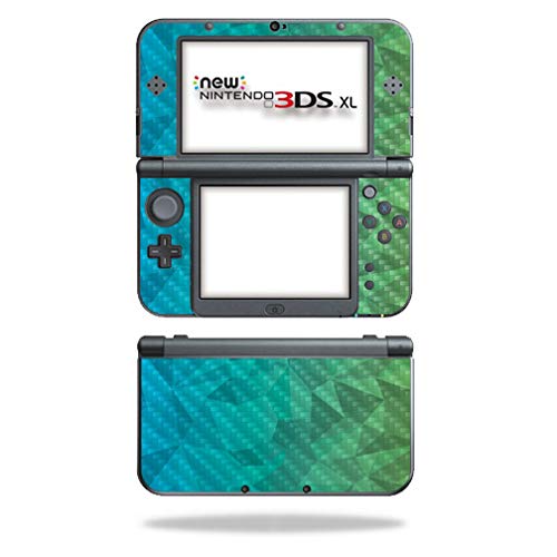 MightySkins Carbon Fiber Skin for Nintendo New 3DS XL (2015) - Blue Green Polygon | Protective, Durable Textured Carbon Fiber Finish | Easy to Apply, Remove, and Change Styles | Made in The USA