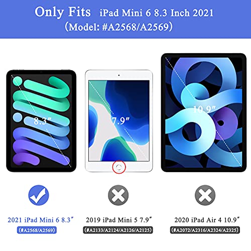 Soke New iPad Mini 6th Generation 2021 Case with Pencil Holder-[Full-Body Protection + 2nd Gen Apple Pencil Charging +Two Viewing Angles],Translucent Frosted Back Cover for iPad Mini 6 8.3 Inch(Black)