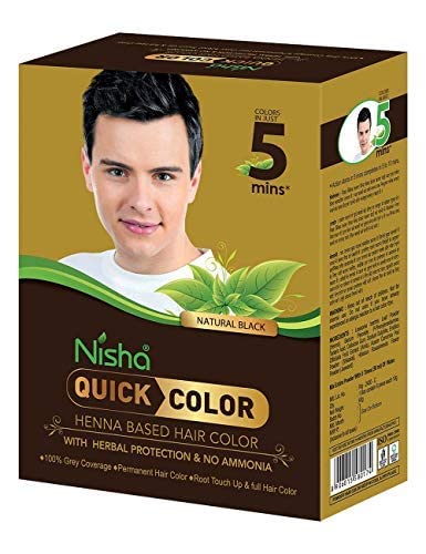 Nisha Quick Hair Color Henna-Based Herbal Protection & No Ammonia 100% Grey Coverage permanent Root Touch Up & Full Hair Color