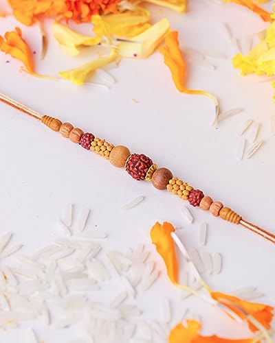 Chandan Simple Rakhi for Brother Small Bro Rakshabandhan Thread/Raksha Bandhan Rakhi (Design 4, Standard)