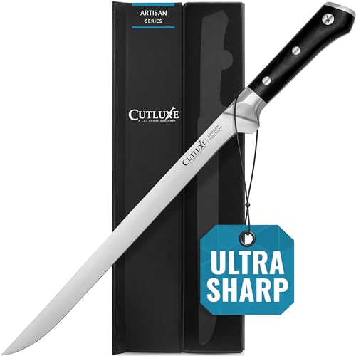 Cutluxe Ham Knife 12" - Spanish Style Meat Slicer, Carving Serrano Ibérico & Italian Prosciutto - Premium High Carbon Stainless Steel Blade - Ergonomic Black Handle - Artisan series