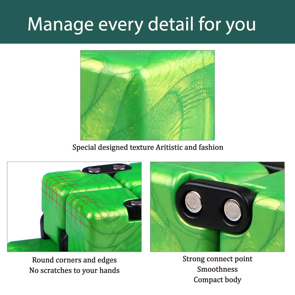 QIYI Little Golden Elephant Upgraded Infinity Cube Fidget Toy,Cool Mini Gadget Best for Stress and Anxiety Relief and Kill Time, Special Designed Texture Artistic and Fashion(Emerald Green)