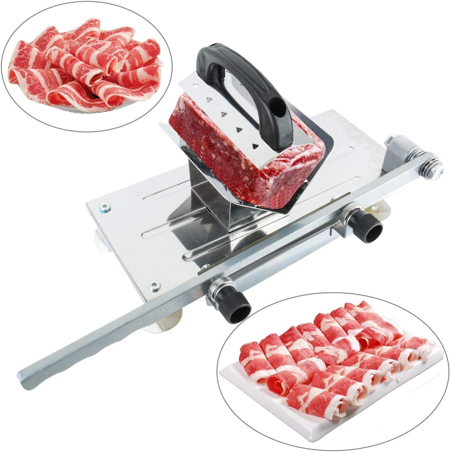 HYDDNice Meat Slicer Stainless Manual Meat Cutter Slicing Machine RollMeat Slicer Vegetable Meat Cheese Food Slicer Meat Cleavers for Home Kitche