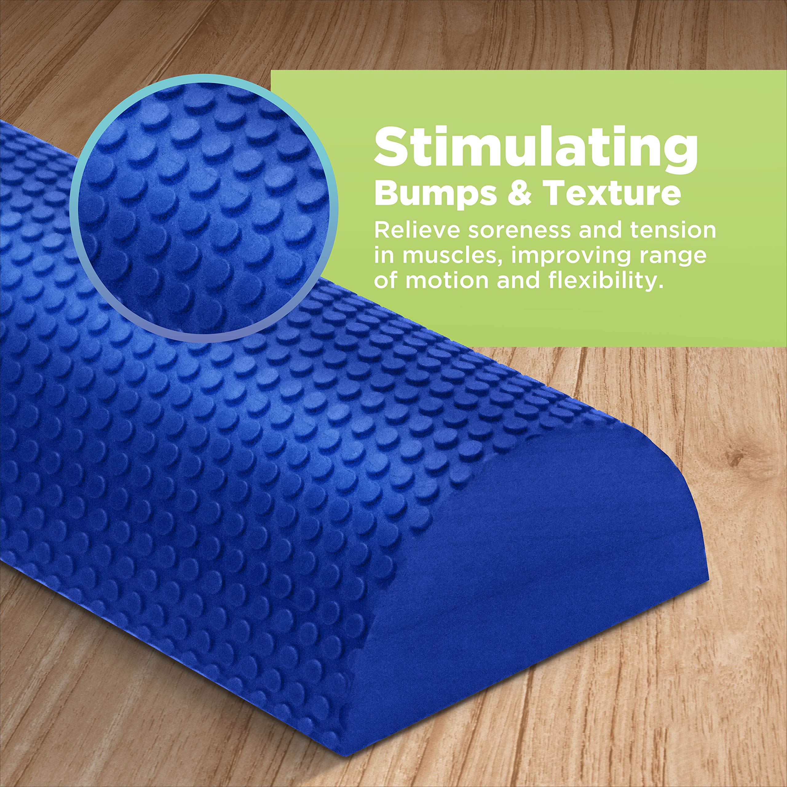 Bean Products High-Density EVA Foam Rollers | Deep Tissue Massager | Myofascial Release Textured Bumps | 12β Half Roller | Made in The USA