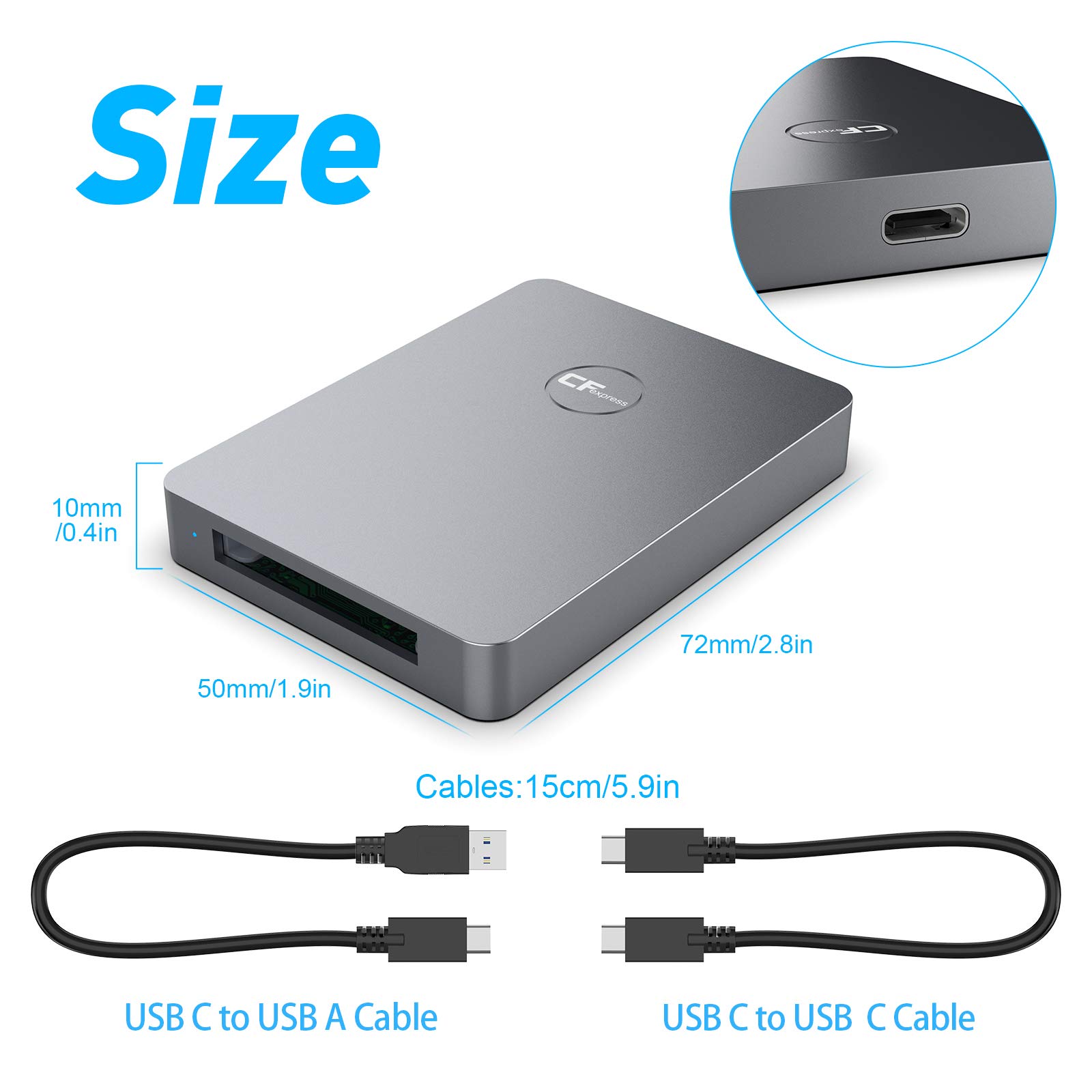 CFexpress Card Reader, USB 3.2 Gen 2 10Gbps CFexpress Tyep B Card Readers, Portable Aluminum Memory Card Adapter, Support for Thunderbolt 3/4 Port, for Professional Filmmakers, Photographers
