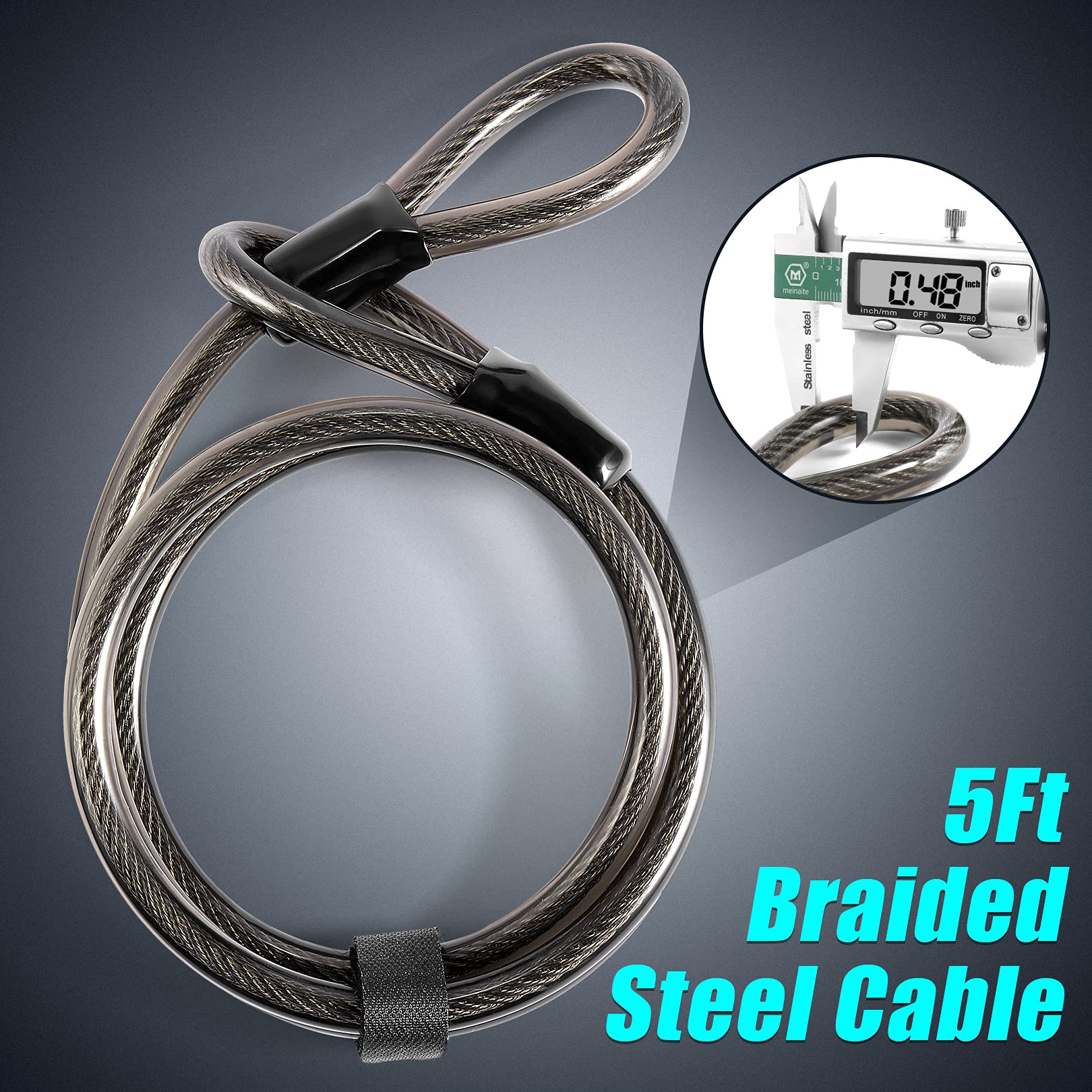 BIKFUN Bike Locks - Heavy Duty U Lock Set with 5 Feet Security Steel Cable & Mounting Bracket Anti Theft Bicycle Secure Lock