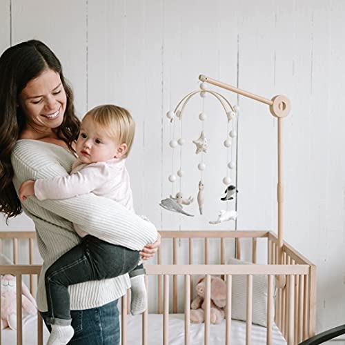 Sasa Wooden Crib Mobile Arm - Baby Mobile Holder for Crib (100% Beech Wood, 30 inch) with Strong Hold Anti Slip Attachment Clamp for Sturdy Mobile Hanger