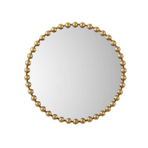 MADISON PARK SIGNATURE Wall Décor Marlowe Metal Spherical Frame Round Mirror for Living Room - Home Accent, Ready to Hang Bedroom Decoration, 36" Diameter, Gold