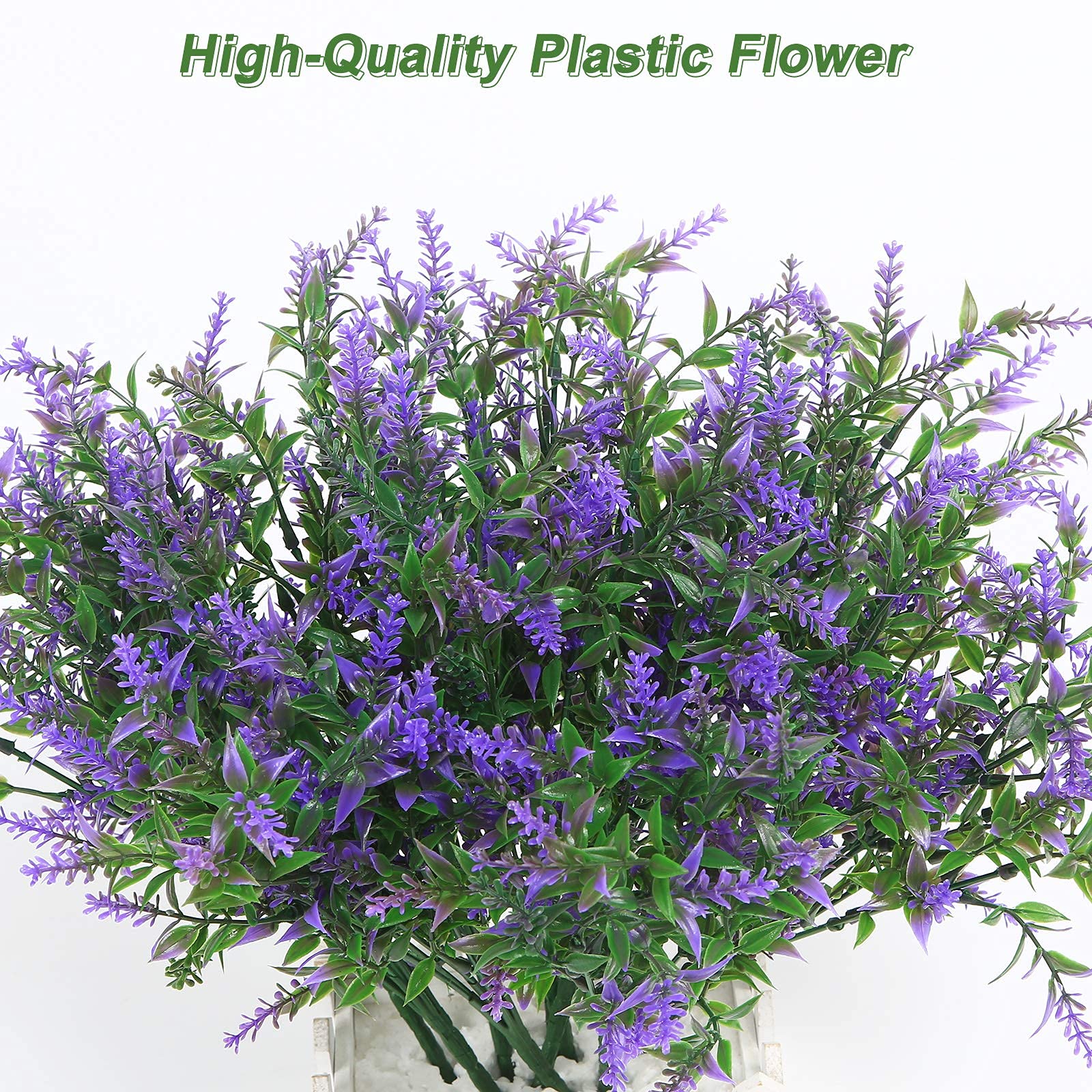 MCH 10Pcs Artificial Lavender Flowers Plants Faux Shrubs Plastic Plants for Home Outdoor Garden Porch Window Box Décor (Purple)