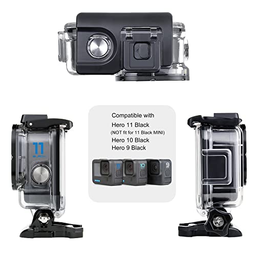 SOONSUN Waterproof Case for GoPro Hero 11 Black/Hero 10 Black/Hero 9 Black, 60M Underwater Protective Dive Housing Case with Cold Shoe Mount Adapter for GoPro Hero 11 10 9 Black Action Camera