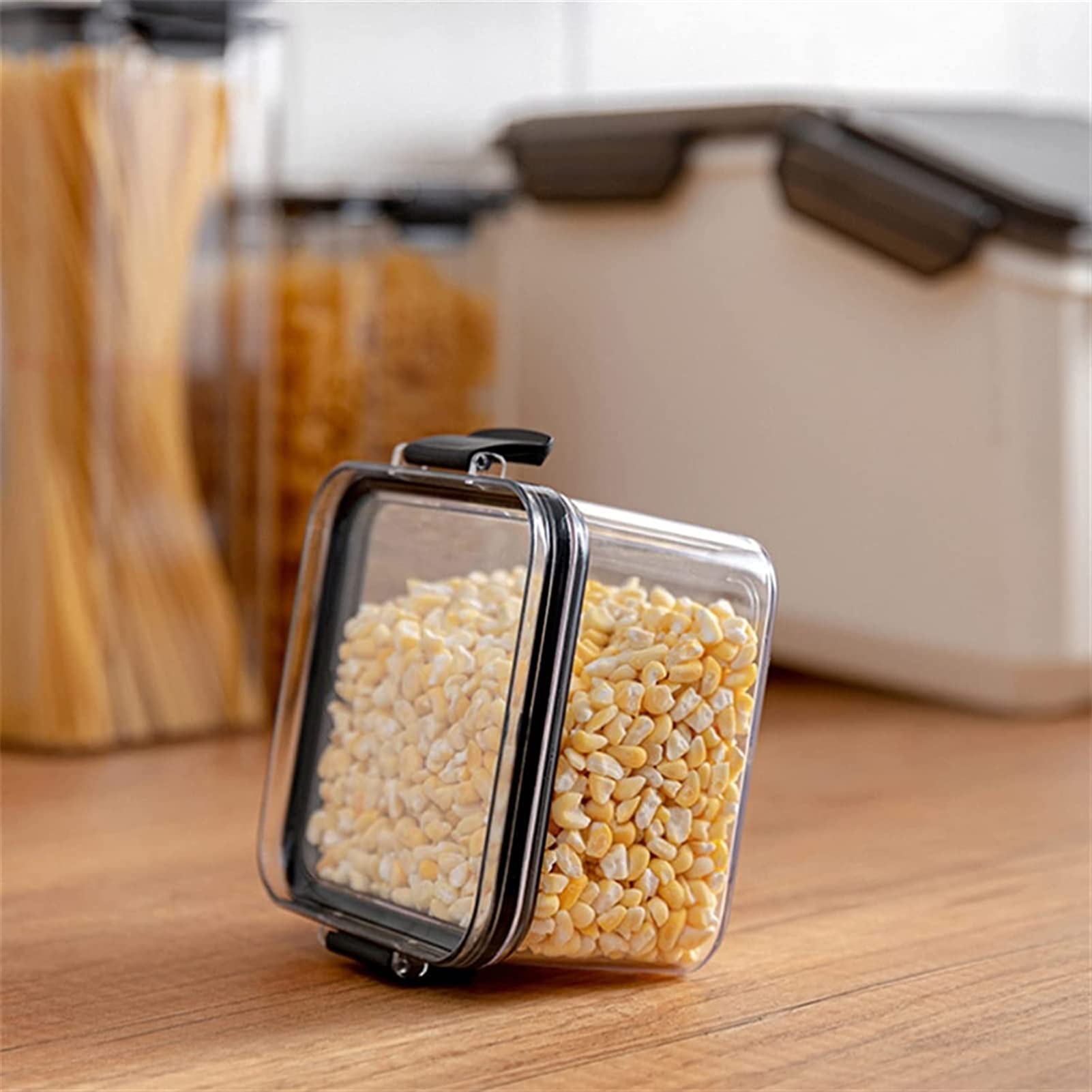 BRYLL Plastic Cereal Storage Box Multigrain Sealed Cans Food Storage Container Multifunction Transparent Airtight Plastic Box Containers Lid Kitchen Pantry Storage Box,1300ML
