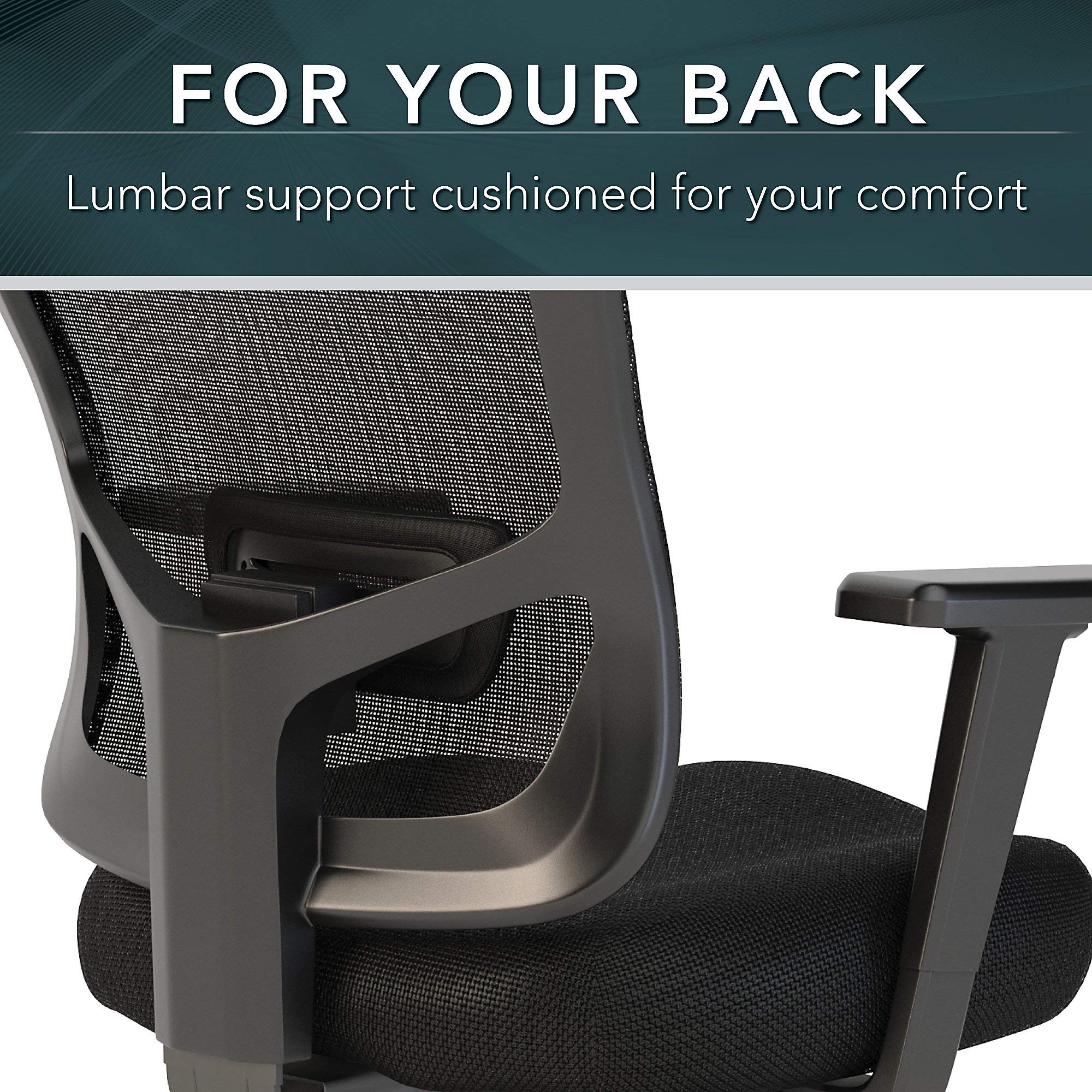 Bush Business Furniture Custom Comfort Mid Back Multifunction Mesh Executive Office Chair in Black