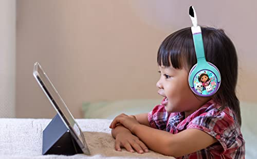 eKids Gabbys Dollhouse Kids Bluetooth Headphones, Wireless Headphones with Microphone Includes Aux Cord, Volume Reduced Kids Foldable Headphones for School, Home, or Travel