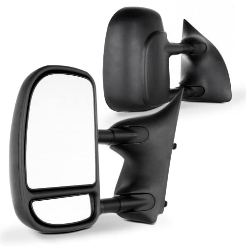 SCITOO Towing Mirrors For 99-07 For Ford For F250 For F350 For F450 For F550 Super Duty Door Side Mirror Manual Black Telescopic Pair Set Driver and Passenger (00 01 02 03 04 05 06 Ford Super Duty)