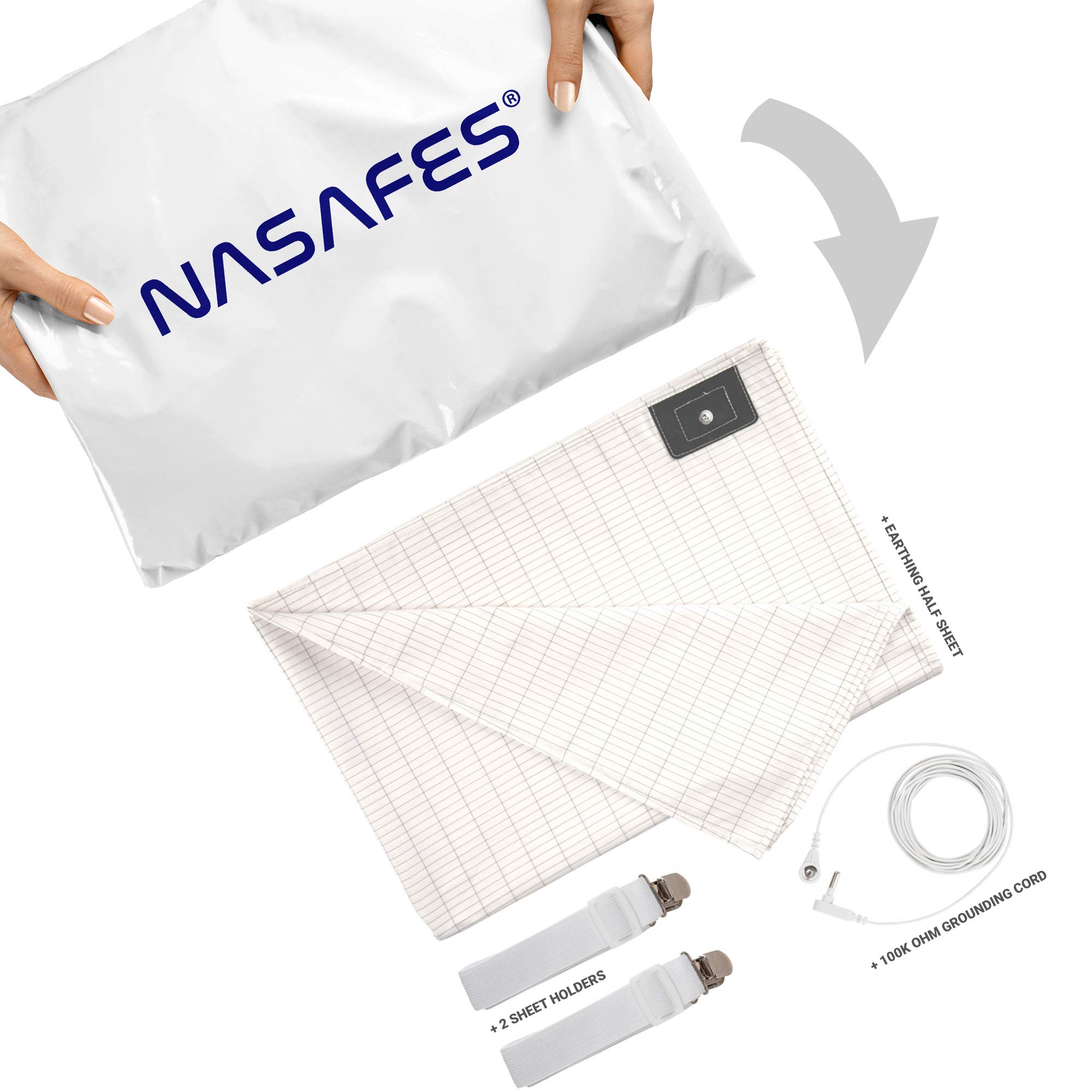 Earthing Half Sheet, Grounding Sheets for Earthing, Earthing Mat, Grounding Kit | Including Grounding Cord + 2 Suspenders | Earthing Sheet, Grounding Mat Earthing