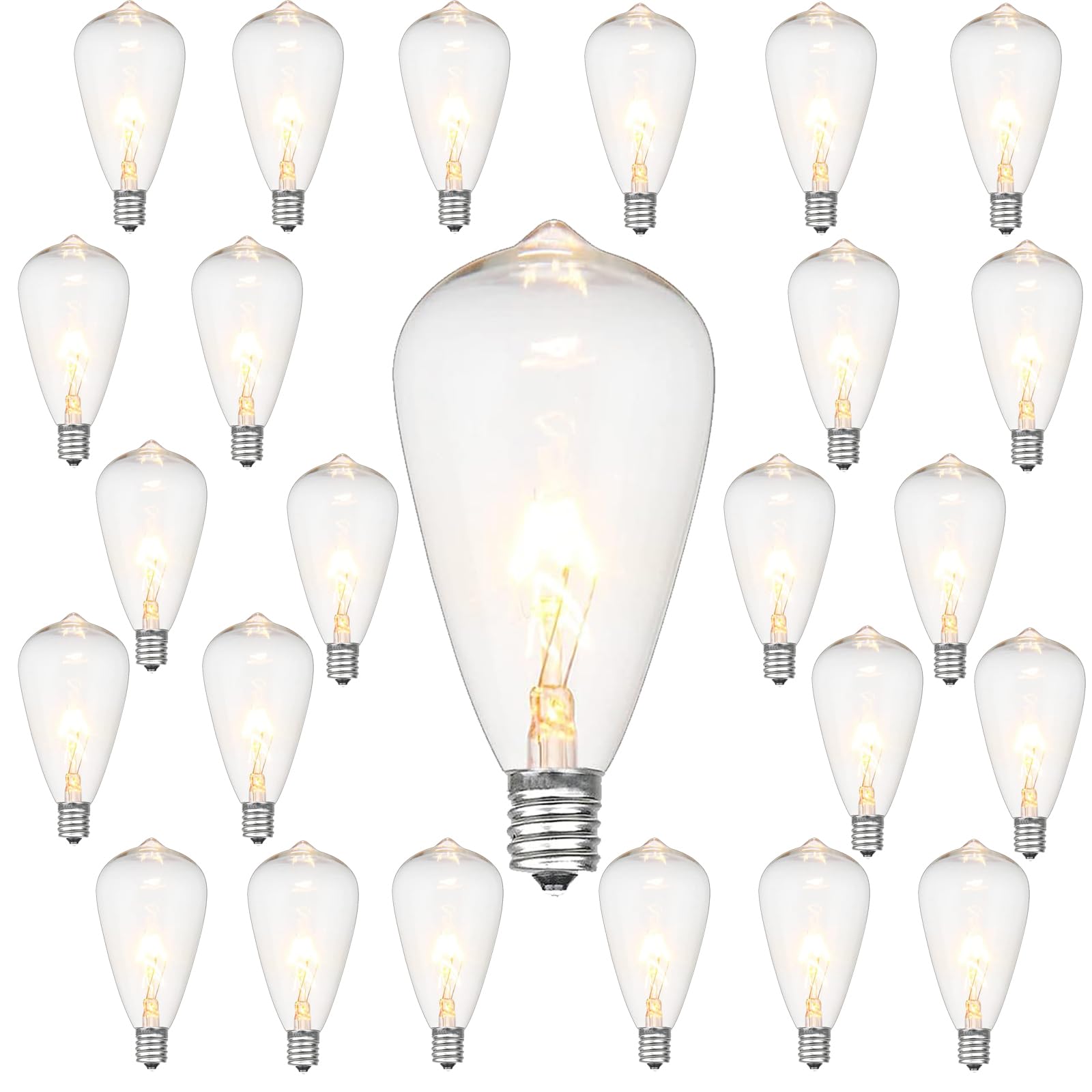 Egcol ST35 Replacement Bulbs,25 Pack Edison Light Bulbs fits C7/E12 Base,Shatterproof 5watt Incandescent Bulbs,String Light Bulbs for Indoor Outdoor Garden,Backyard,Warm White