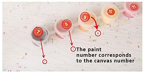 DIY Oil Canvas Painting, Paint by Numbers Kit, 16x20 inch with Brushes and Acrylic Pigment, Frameless, Flower Girl