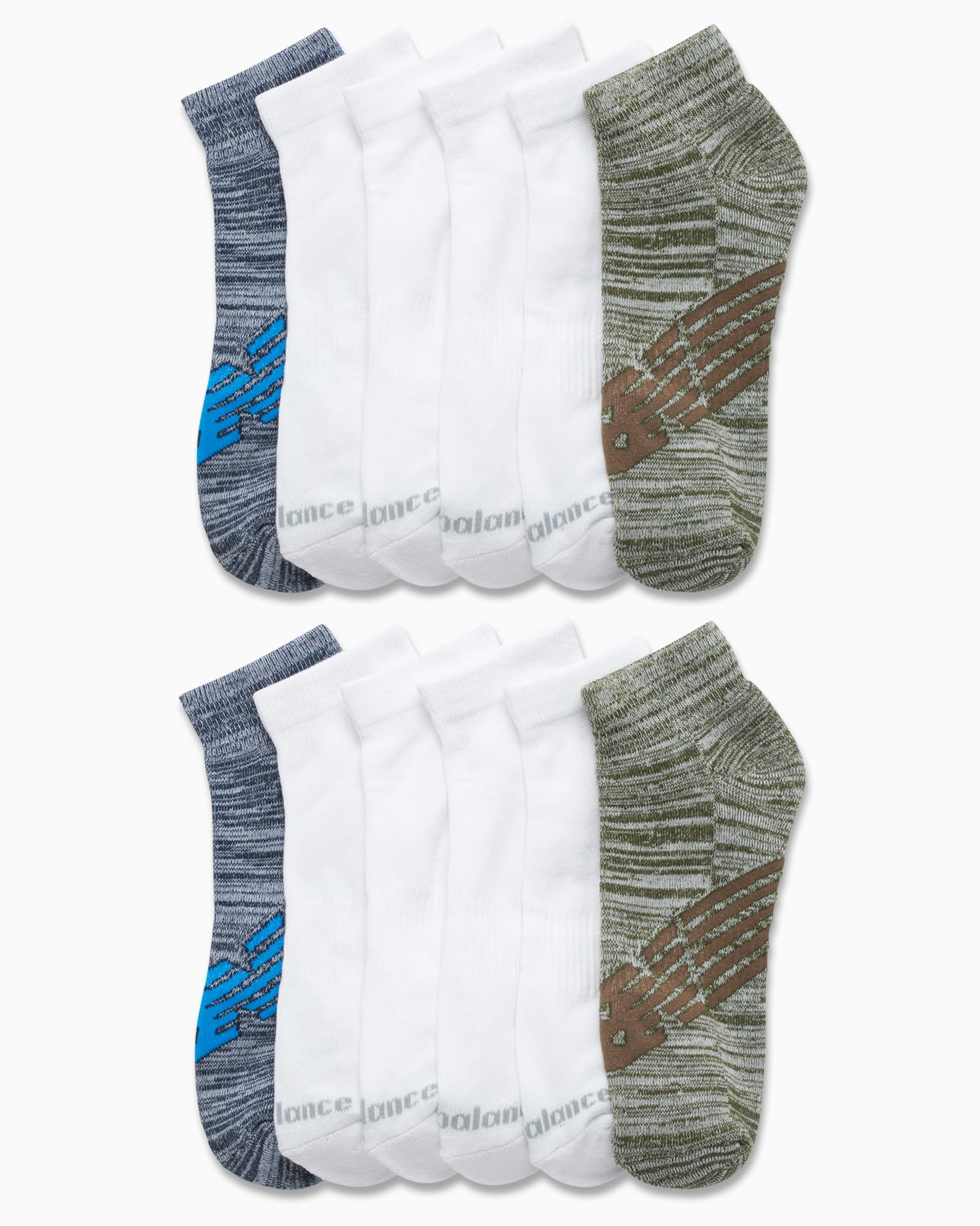 New Balance Men's Quarter Socks - 12 Pack Performance Cushioned Athletic Socks for Men with Arch Support (Shoe Size: 6-12.5), Size 6-12.5, Black/Grey Assorted