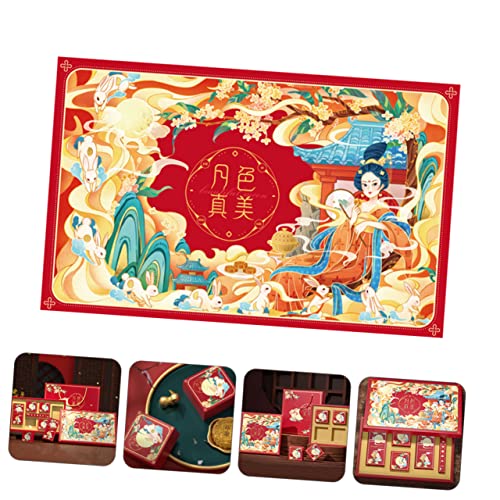 HEMOTON 1 Set Moon Cake Box Mini Paper Cups Cookie Containers Mini Cake Boxes Paper Cupcake Container Ornament Container Mooncake Packaging Box Festival Gift Holder Pastries Holder Box