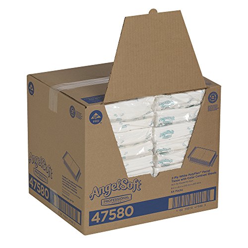 GEORGIA-PACIFIC Angel Soft Professional Series Premium Facial Tissue by GP PRO (Georgia-Pacific), PolyFlex Case, 47580, 96 Sheets Per Pack, 54 Packs Per Case, White, Sheet (Wxl) 8.300" x 7.800