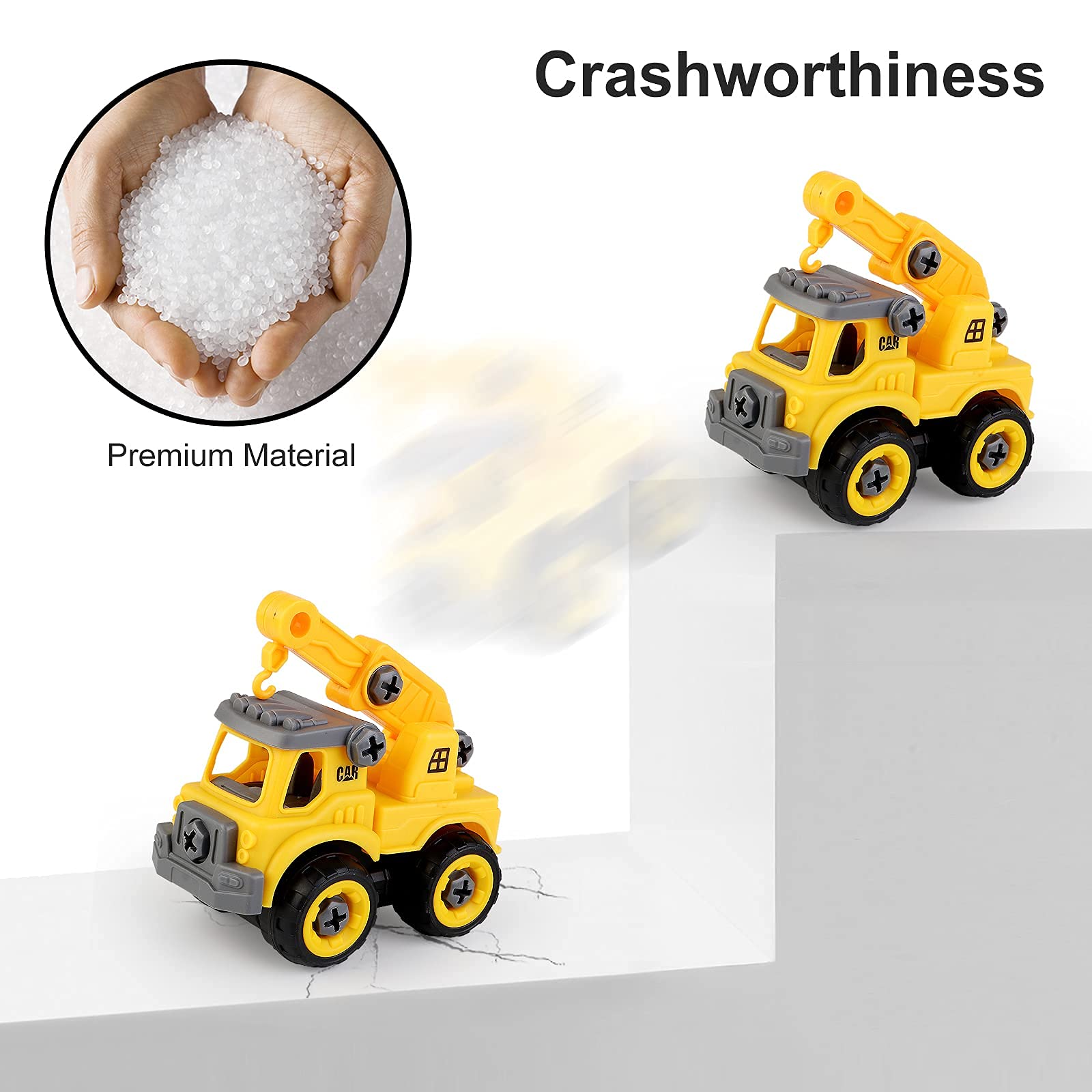NETNEW Take Apart Construction Trucks Toys for 3 4 5 6 Year Old Boys with Electric Drill and Map Kids Stem Building Toy
