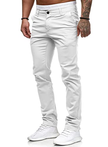HUNGSON Men Skinny Slim Fit Casual Jeans Dyeing Stretch Straight Fashion Denim Pants(White,30)