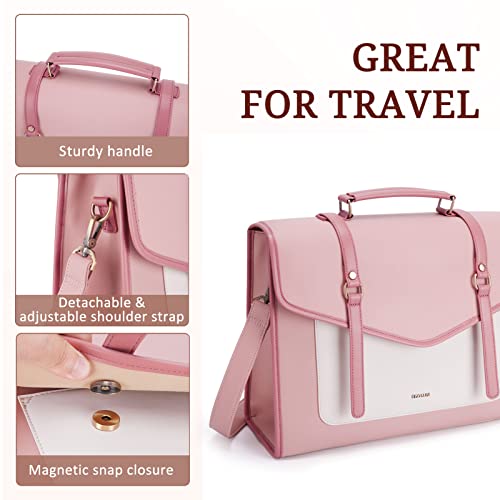 ECOSUSI Laptop Bag for Women 15.6 inch PU Leather Briefcase Large Computer Satchel Bag Professional Work Messenger Bag