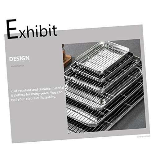 DOITOOL 1 Set Stainless Steel Bakeware Oven Grill Rack Oven Tray Bread Cooling Rack Home Baking Pan Oven Cookie Pan Metal Baking Pan Roasting Rack Drying Storage Tray Baking Accessories
