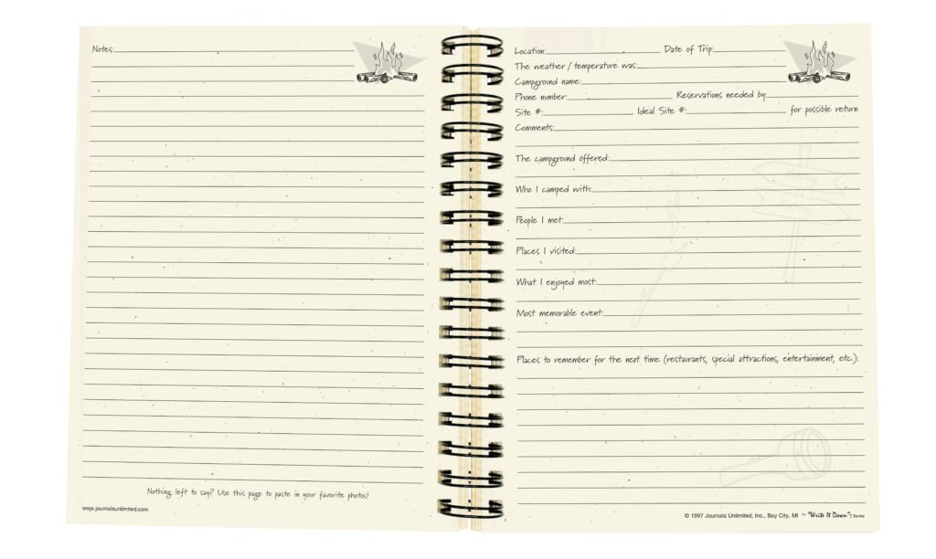 Write it Down Journals Unlimited Series Guided Journal, Camping, The Camper's Journal, with a Yellow Hard Cover, Made of Recycled Materials, 7.5"x 9"