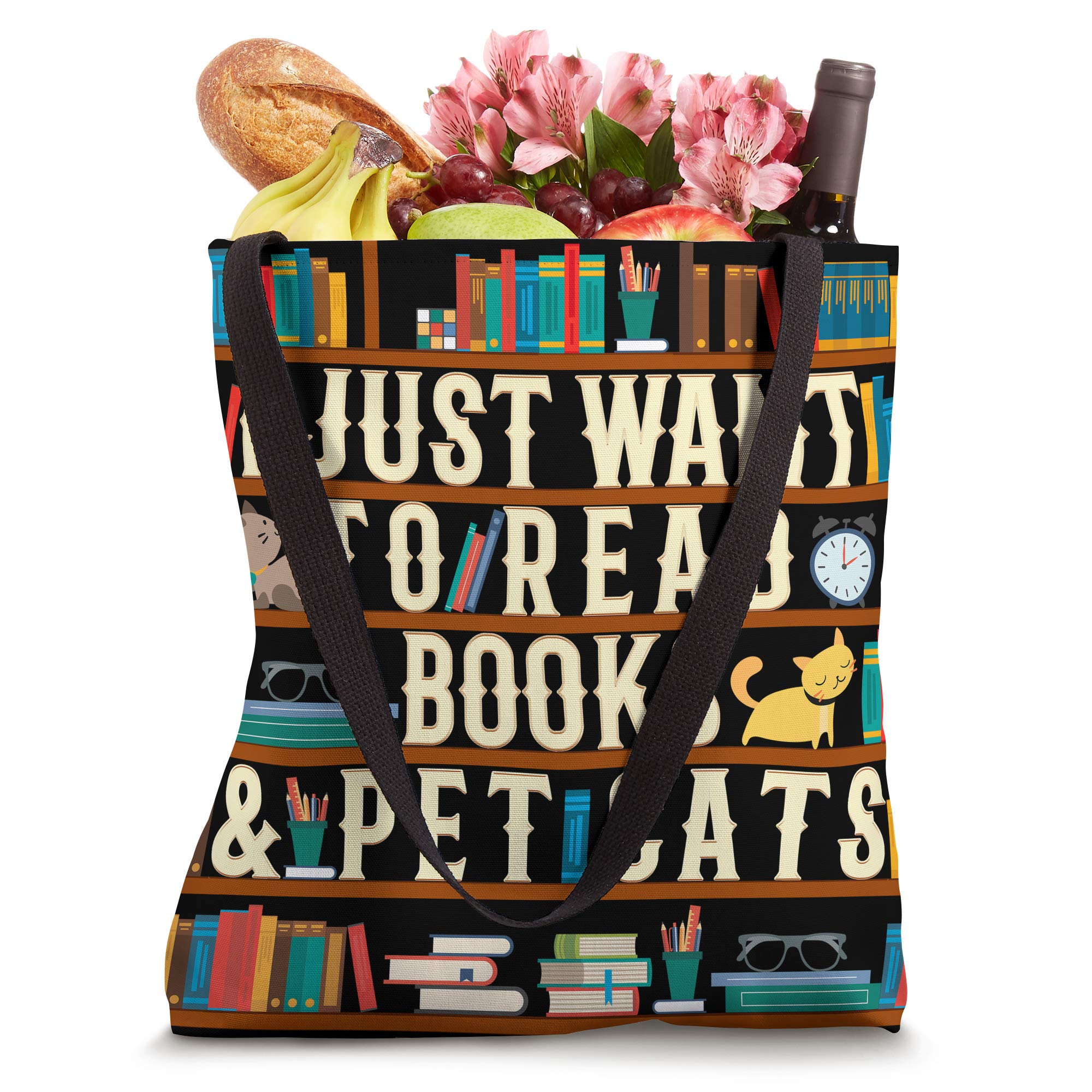 I Just Want to Read Books & Pet Cats Funny Book Lover Gift Tote Bag
