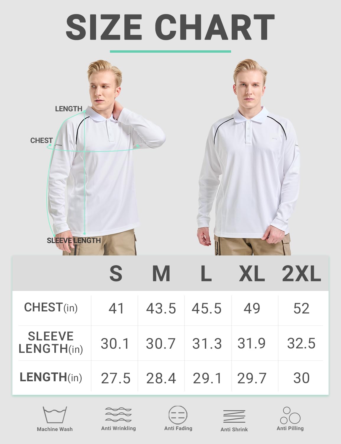 BVVU Mens Outdoor Polo Shirt Long Sleeves Performance Tactical Golf T-Shirts Moisture Wicking Collared Tennis Tees