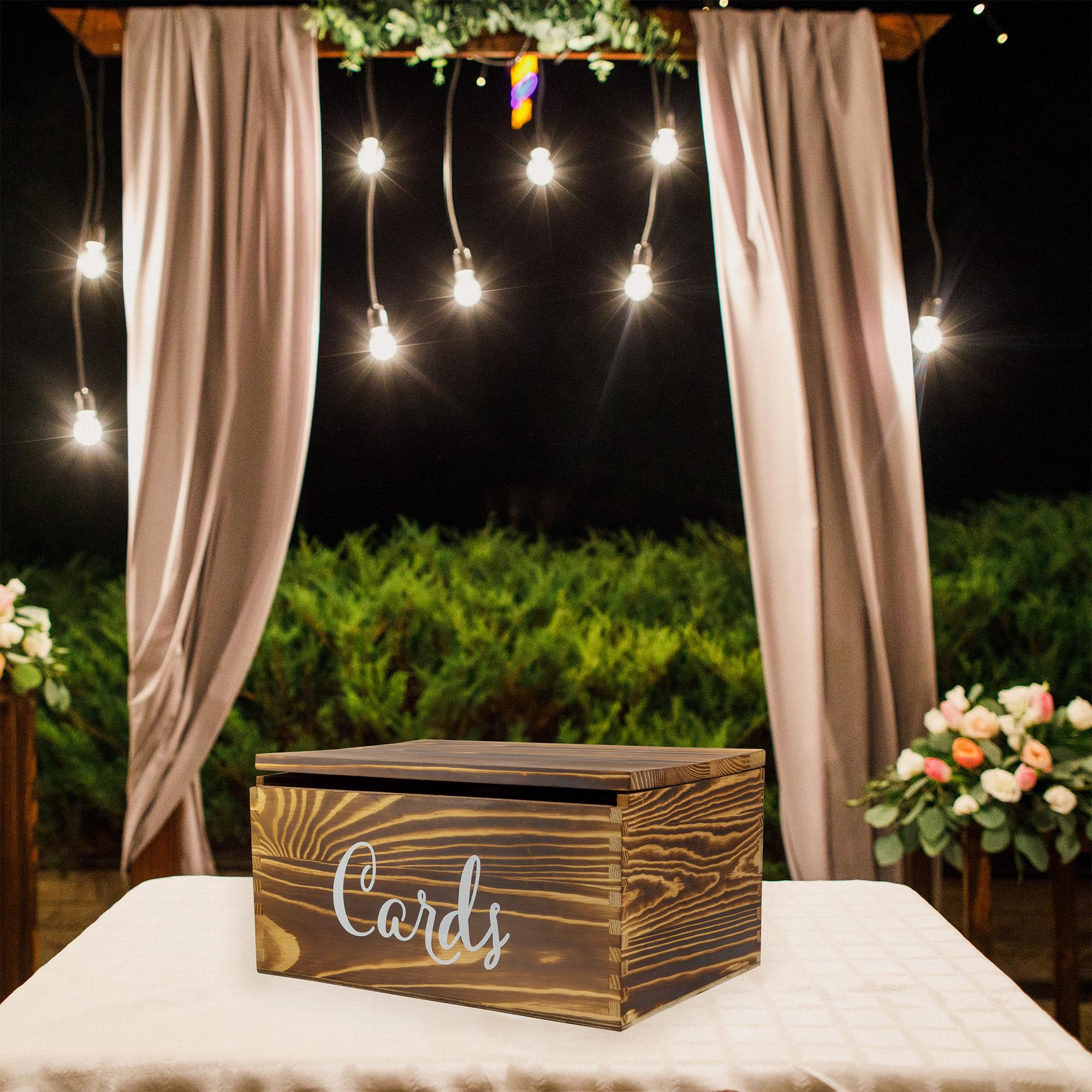 Darware Wooden Wedding Card Box for Receptions (Brown), Rustic Farmhouse Decorative Card Receiving Box for Birthdays, Showers, Graduations and More