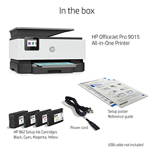 HP OfficeJet Pro 9015 All-in-One Wireless Color Printer, with Smart Home Office Productivity, HP Instant Ink, Works with Alexa (1KR42A)
