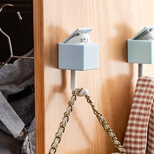 DCQRY 6Pcs Creative Adhesive Coat Hook, Cute Pet Hooks, Kids Cute Coat Wall Hooks, Adhesive Shower Towel Hooks, Utility Cat Hooks for Scarf Hat Bag Key Wall Hanging Decorations