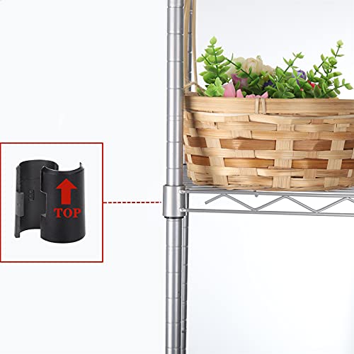 GIOTORENT 6-Tier Standing Shelving Metal Units, Adjustable Height Wire Shelf Display Rack for Laundry Bathroom Kitchen 16.6β x 11.6β x 63β (6-Tier-Down, Silver)