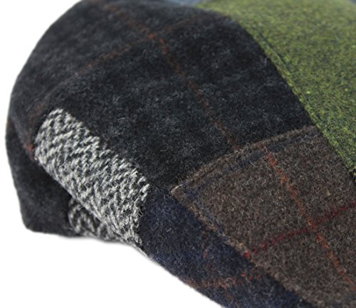Mucros Men's Flat Cap Patchwork 100% Wool Earthtones Made in Ireland XL