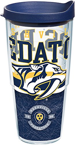 Tervis NHL Nashville Predators Core Tumbler with Wrap and Navy Lid 24oz, Clear