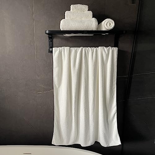 HVMS Extra Large Bath Towels Set for Bathroom 30x60 Inches Super Soft Light Weight Quick Dry Microfiber Shower Towels (White,6 Piece)