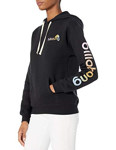 Billabong Women's Graphic Pullover Sweatshirt Fleece Hoodie, Keep It Mellow Black, Large