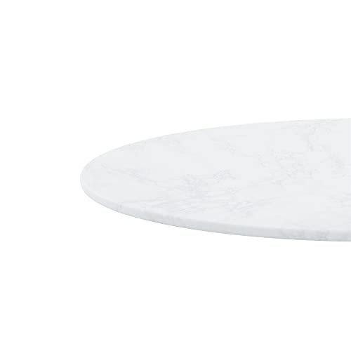 DKLGG 42" Modern Round Dining Table with Printed Marble Table Top, Metal Base Pedestal Table Tulip Table Kitchen Table for 4-6 Person, Small Space Home, End Table Leisure Coffee Table, Marble