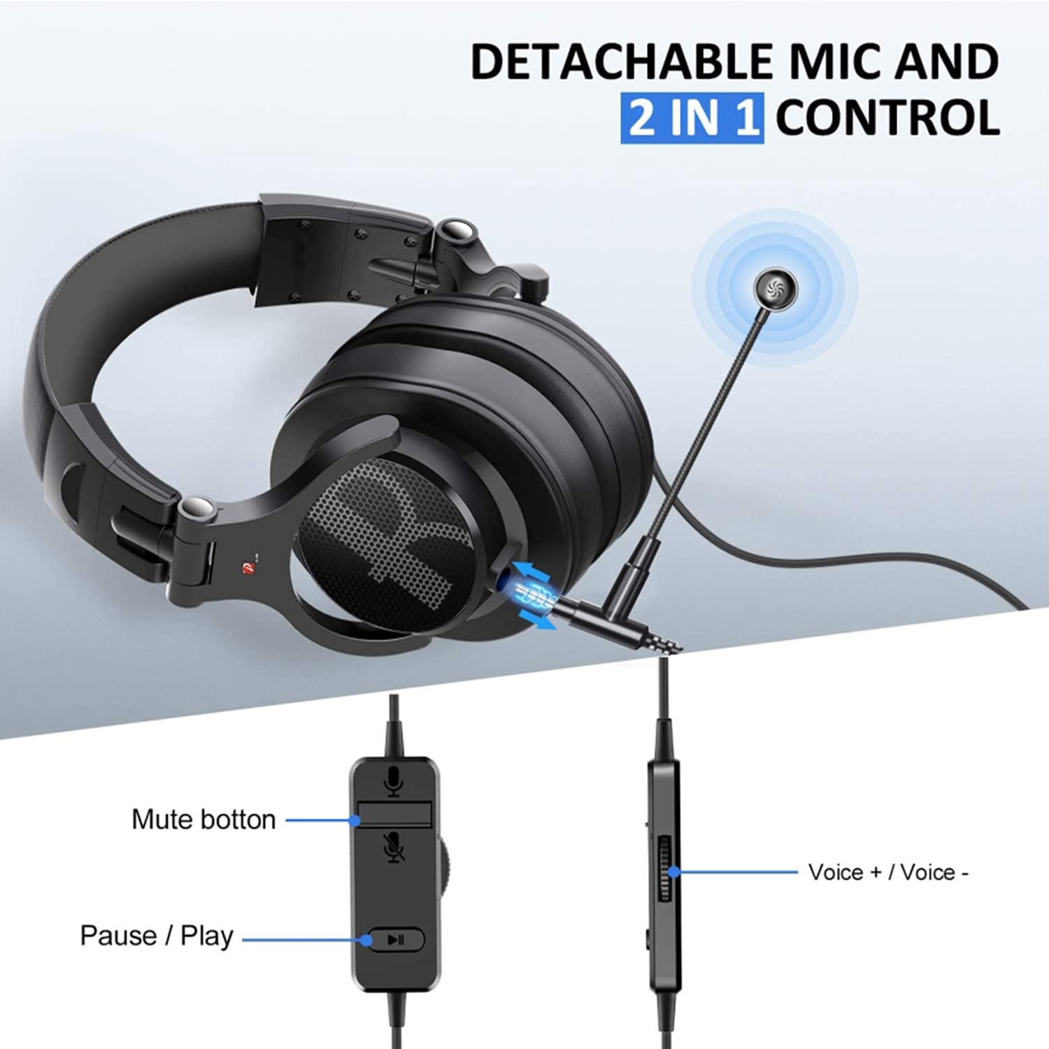 Prosonic DJ2KG Headsets with Boom Mic, Wired Over Ear Headphones for Business Meeting, Skype Zoom, PC Gaming,PS4, Xbox One, Discord, Podcast, Headset with SharePort & Volume Control (Black)