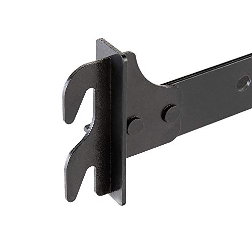 MALOUF Hook-on Metal Bed Rails with Center Bar and Adjustable Height Support Foot, Twin/Full, Black