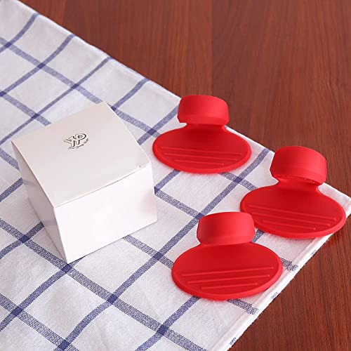 Silicone Pot Holders, YYP Silicone Heat Resistant Pot Holders, Oven Mini Mitts, Cooking Pinch Grips for Kitchen(No More Burning Your Fingers!)- Set of 3, Red