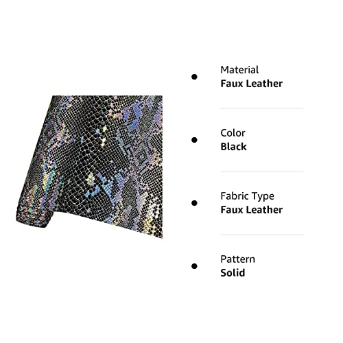 HYANG Snake Embossed Black PU Faux Leather Sheets 1 Rolls 12"X53"(30cmX135cm), Faux Leather Very Suitable for Leather Earrings, Bows, Handbag ,Sewing ,Crafts Making