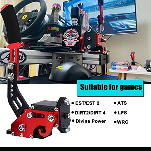 Obokidlyamor [Upgrade 4th GEN 3-IN-1 USB Handbrake Support T300RS/T300 Ferrari Compatible with PS5/PS4 + PC For Simracing Game Sim Rig with Clamp (For T300RS/T300/PS4/PS5 -Only Handbrake, Red)